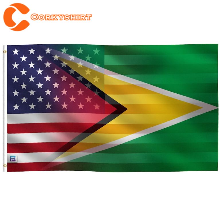 Guyanese And American Hybrid Flag