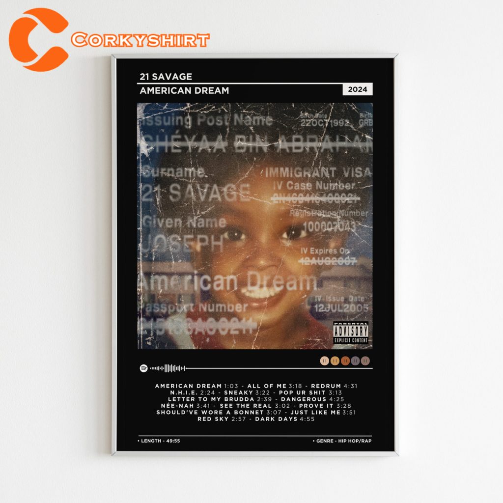 Rapper Poster 21 Savage American Dream Album
